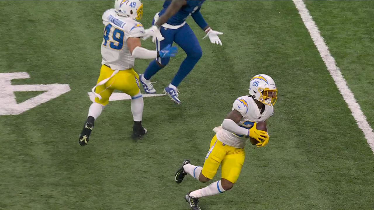 Los Angeles Chargers defensive back Asante Samuel Jr. glides over in ...