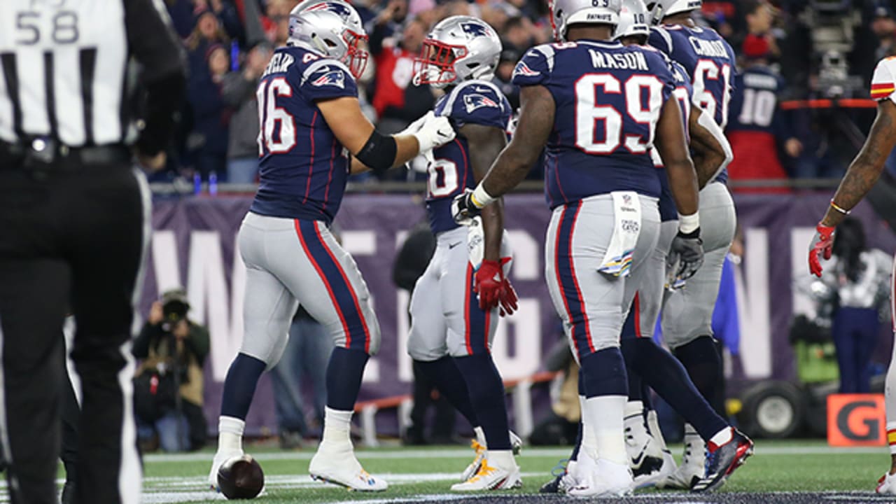 Sony Michel pushes through defenders on powerful TD run