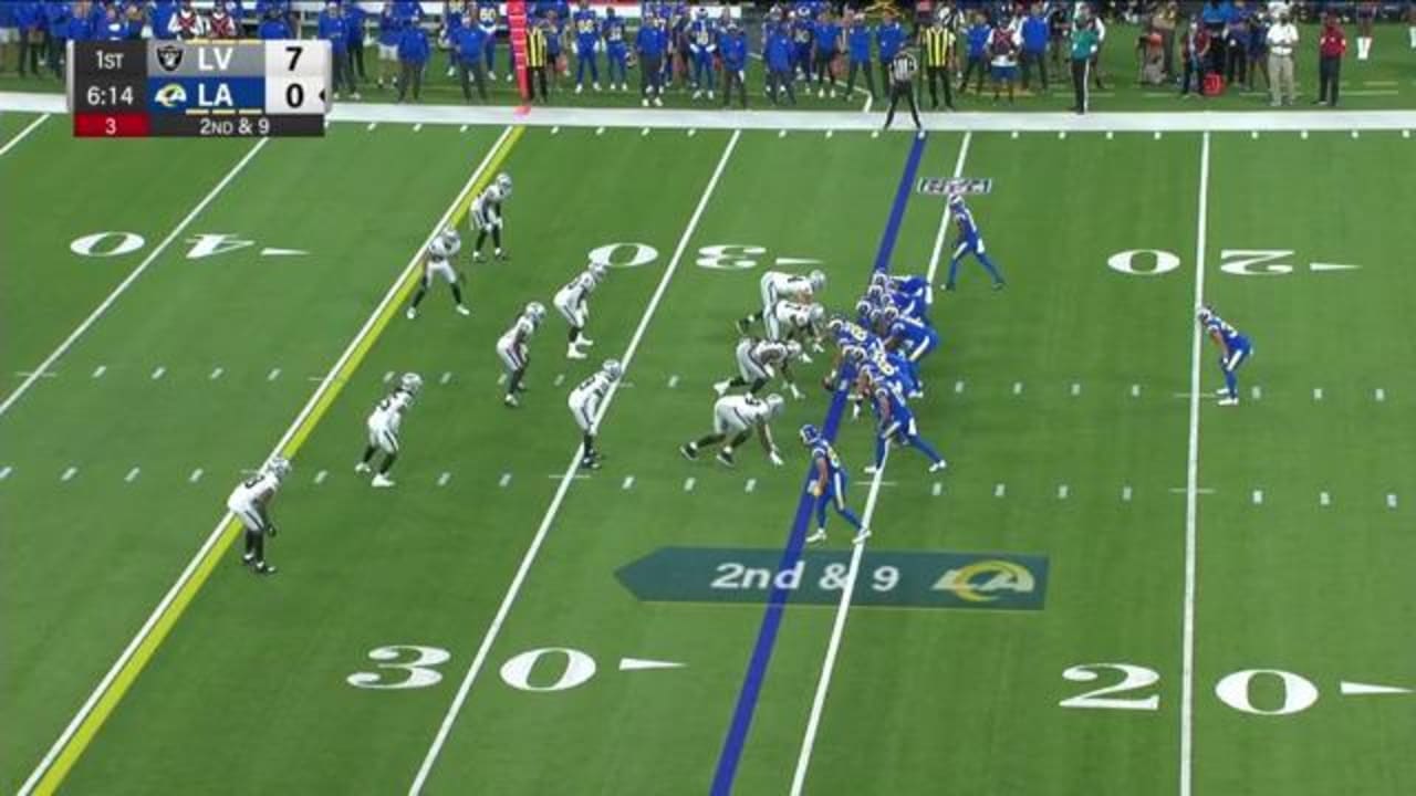 Los Angeles Rams rookie running back Jake Funk bulldozes through the ...