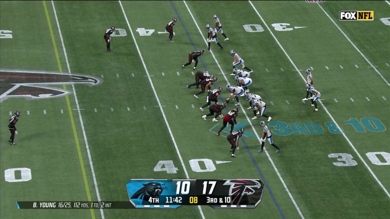 Atlanta Falcons D swarms Bryce Young as linebacker Troy Andersen drags ...