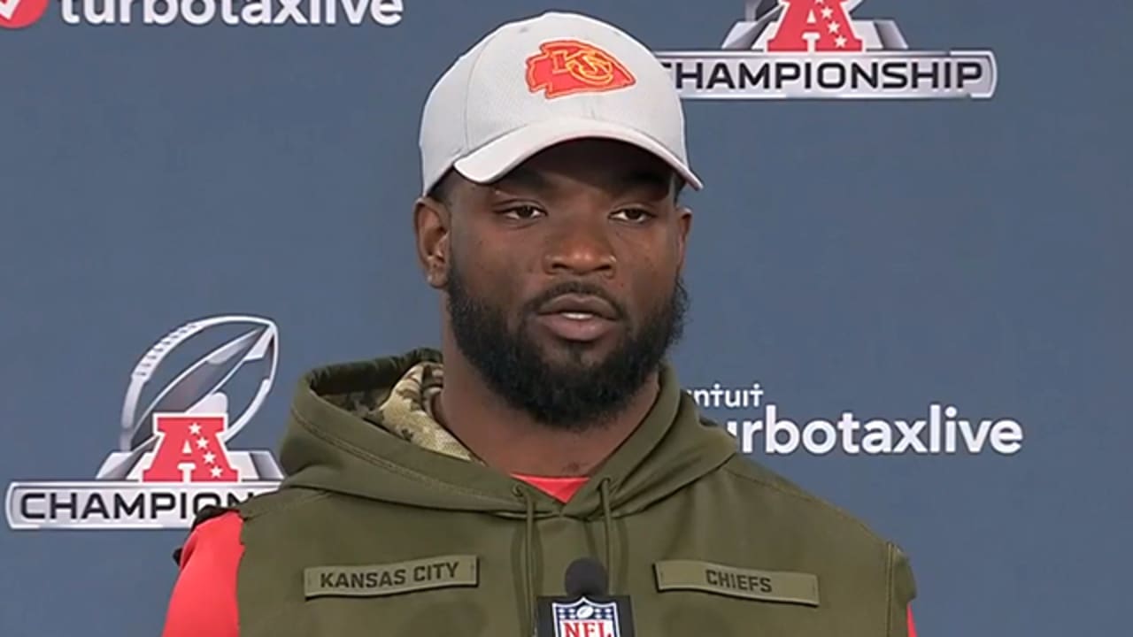 Kansas City Chiefs running back Damien Williams addresses the media ...