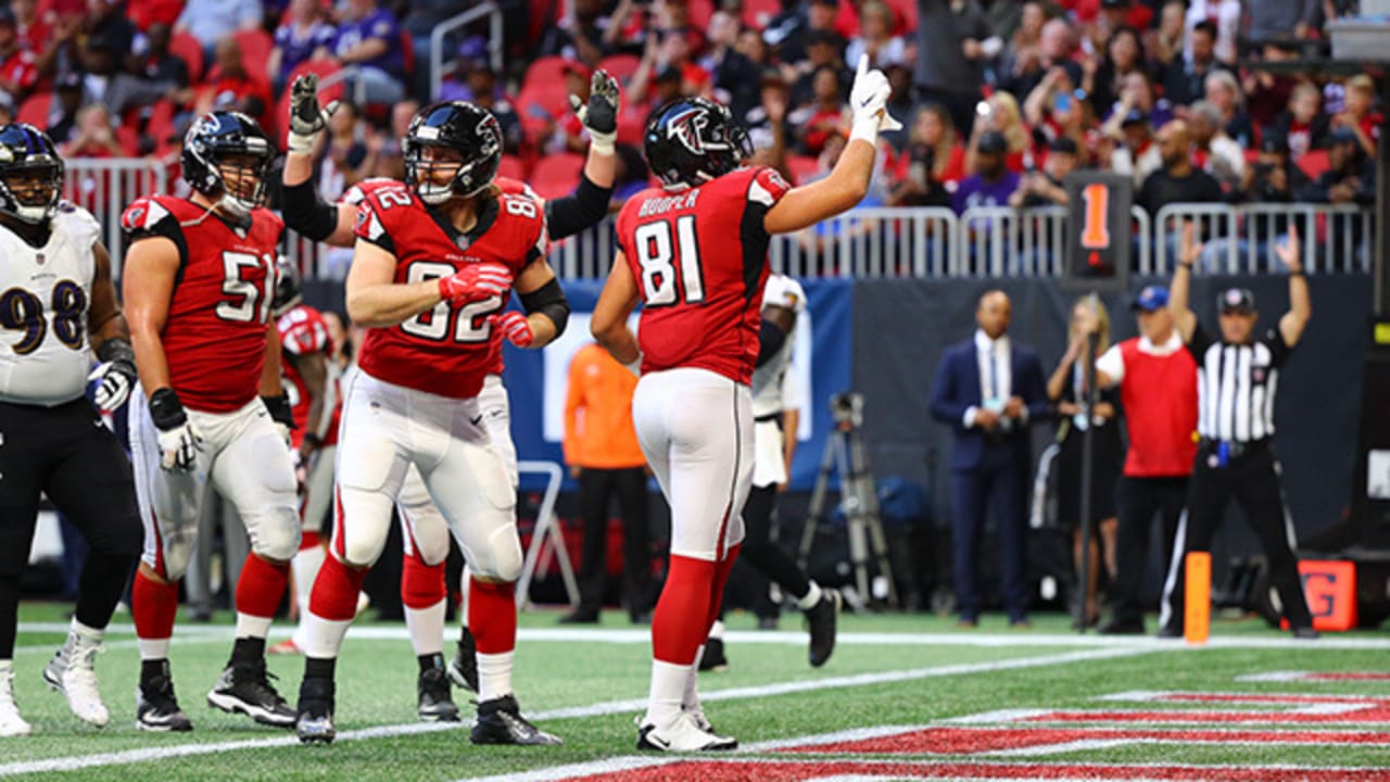 Ryan throws as he's falling to Hooper for TD