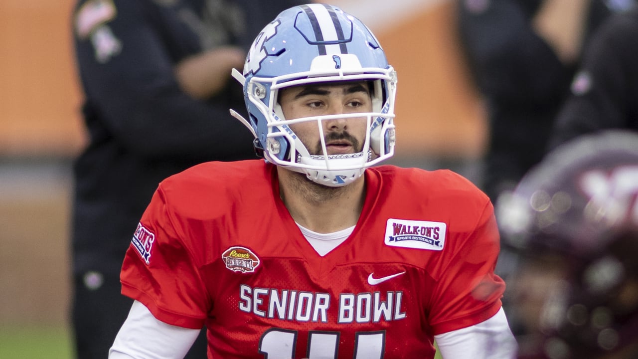 Watch quarterback Sam Howell, American team's offense run drills on Day ...