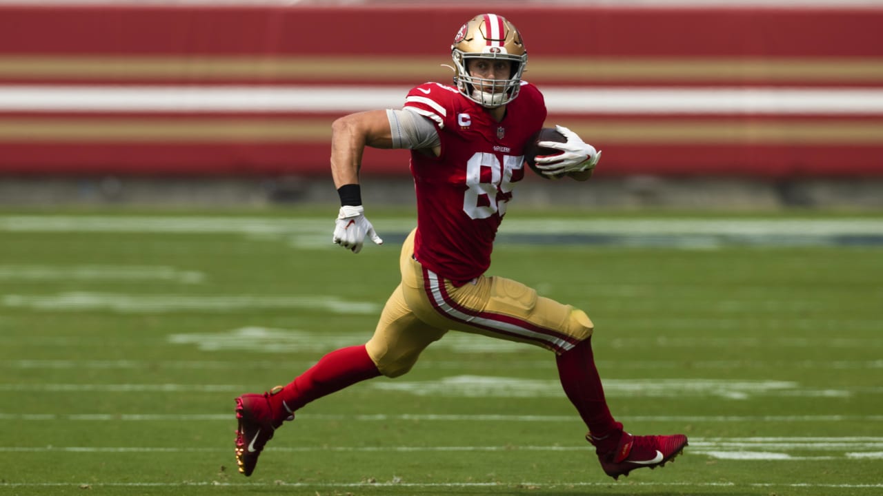 49ers TE George Kittle (knee) not practicing, 'fully expects' to play ...