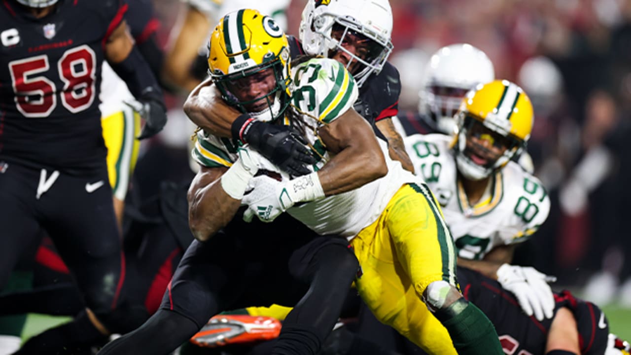 Green Bay Packers running back Aaron Jones passes the goal line by ...