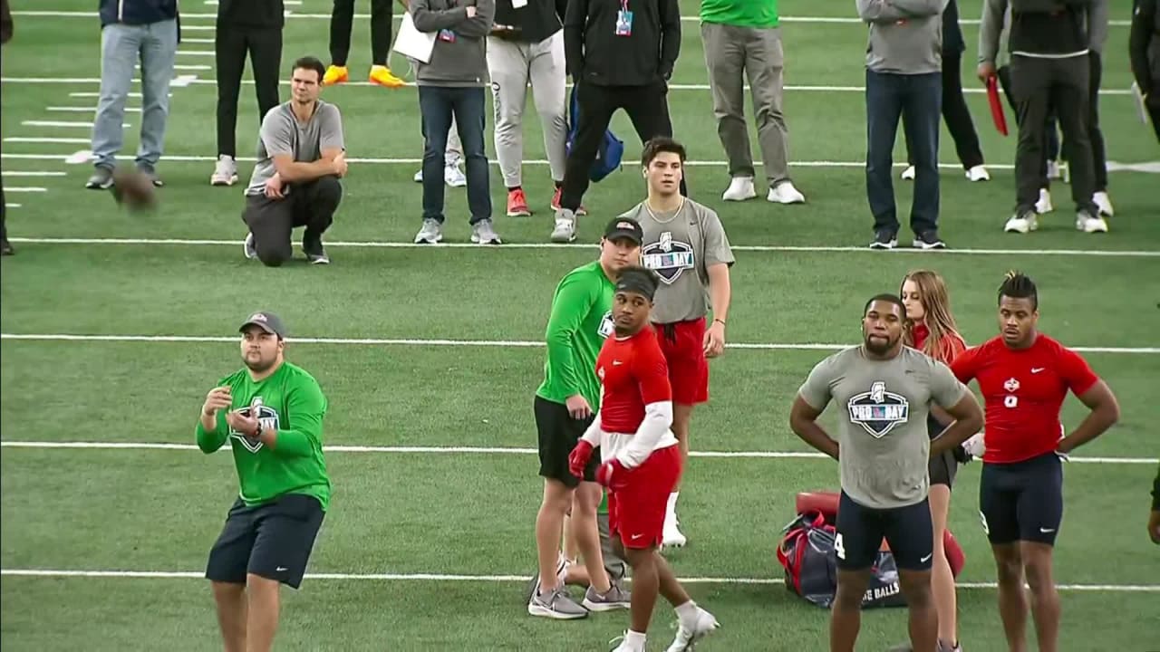 Quarterback Matt Corral launches it deep for a touchdown pass during ...
