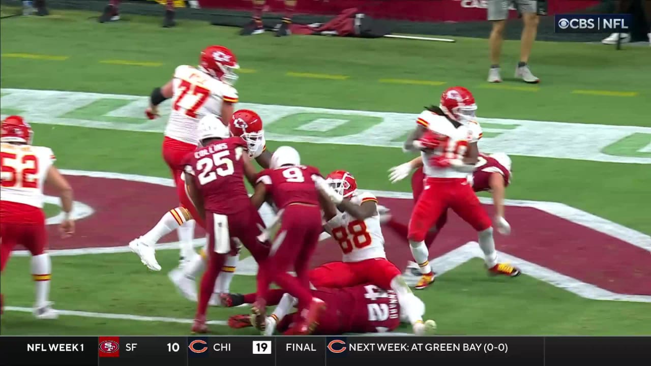 Kansas City Chiefs running back Isiah Pacheco plows through pileup for ...