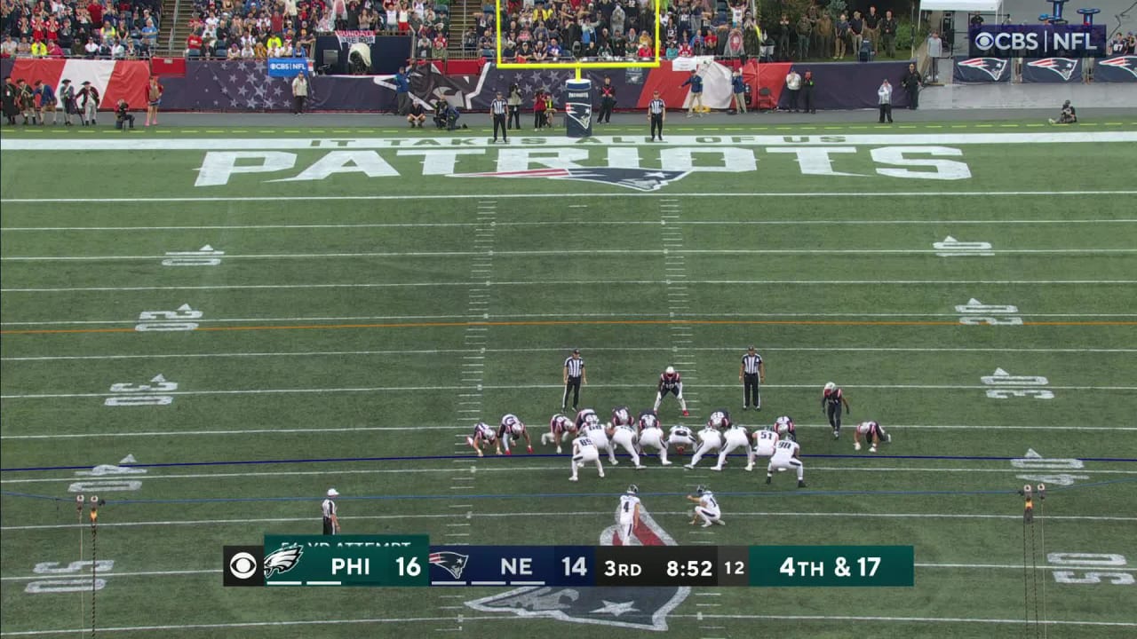 Philadelphia Eagles kicker Jake Elliott drills a 56-yard FG