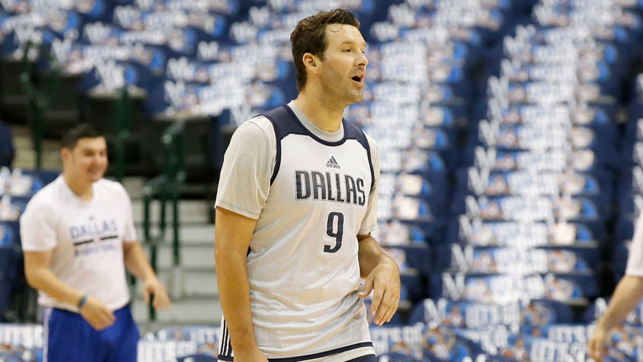 Tony Romo is in uniform for his big NBA shootaround