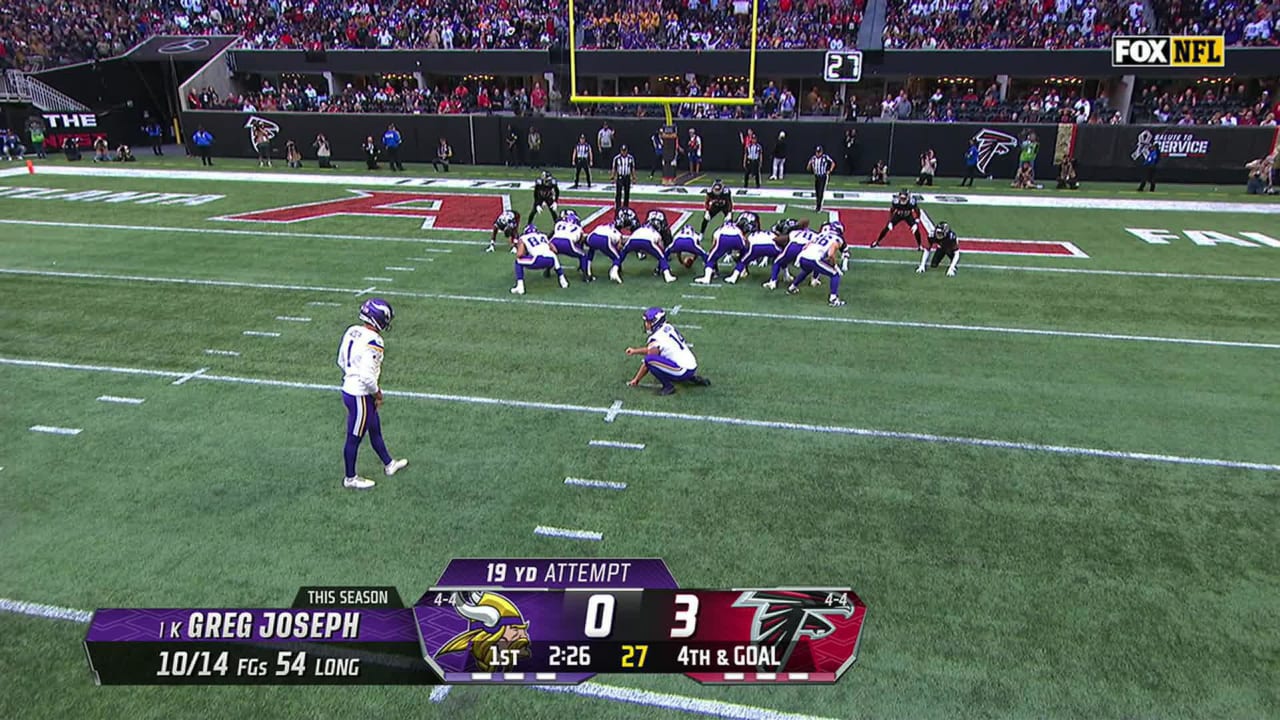 Minnesota Vikings kicker Greg Joseph's chip shot 19-yard FG ties ball ...