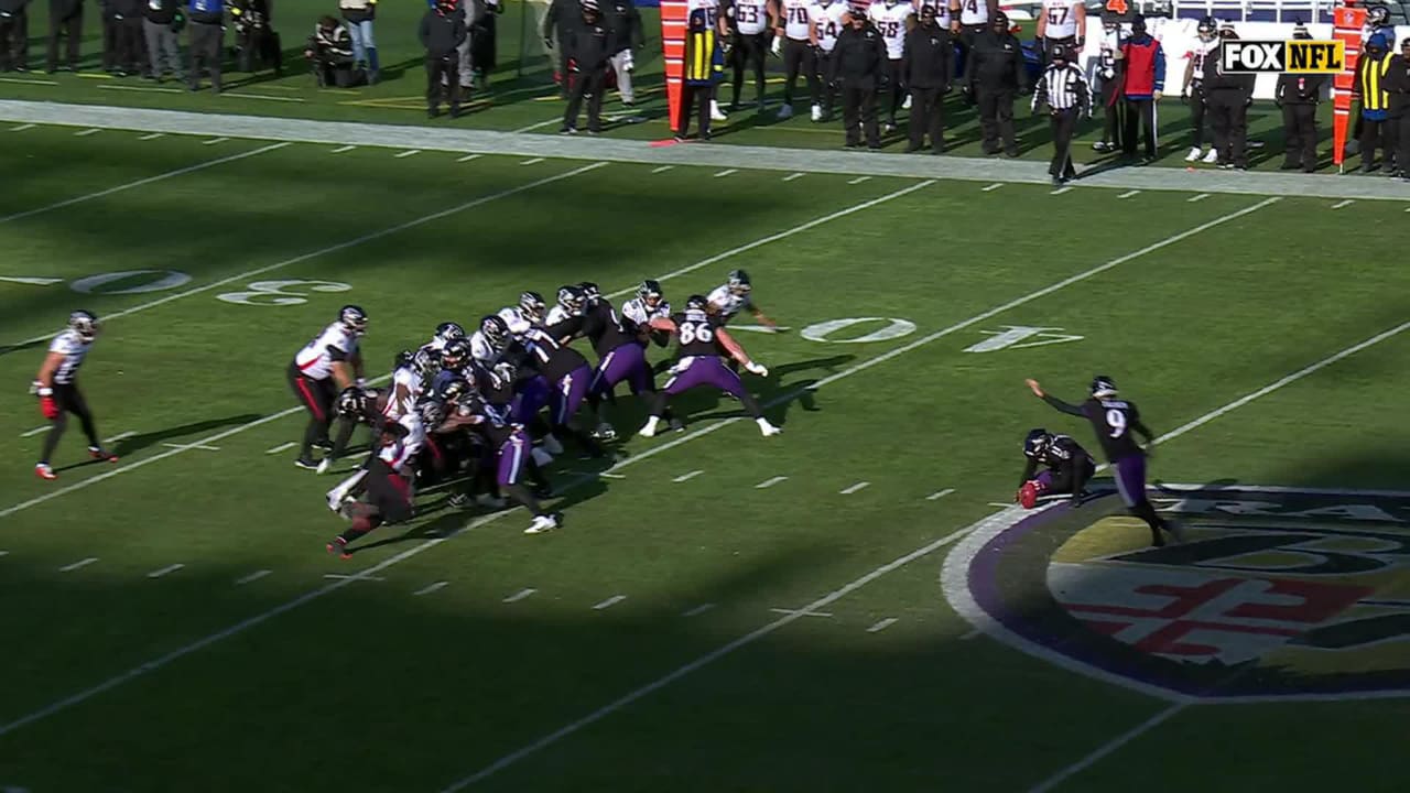 Atlanta Falcons block Baltimore Ravens kicker Justin Tucker's 55-yard ...