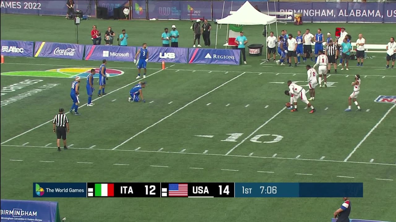 Team USA flag football player Darrell Doucette's shovel pass to Bruce ...