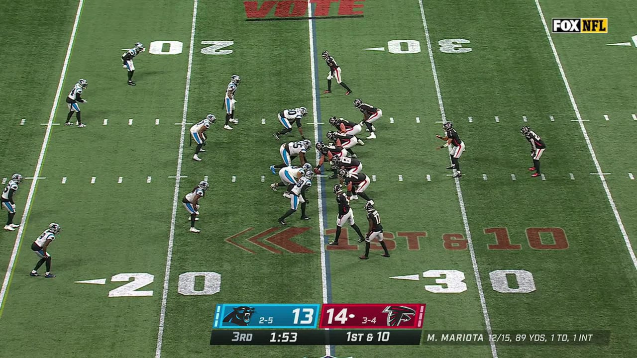 Atlanta Falcons running back Tyler Allgeier's all-out sprint for left ...