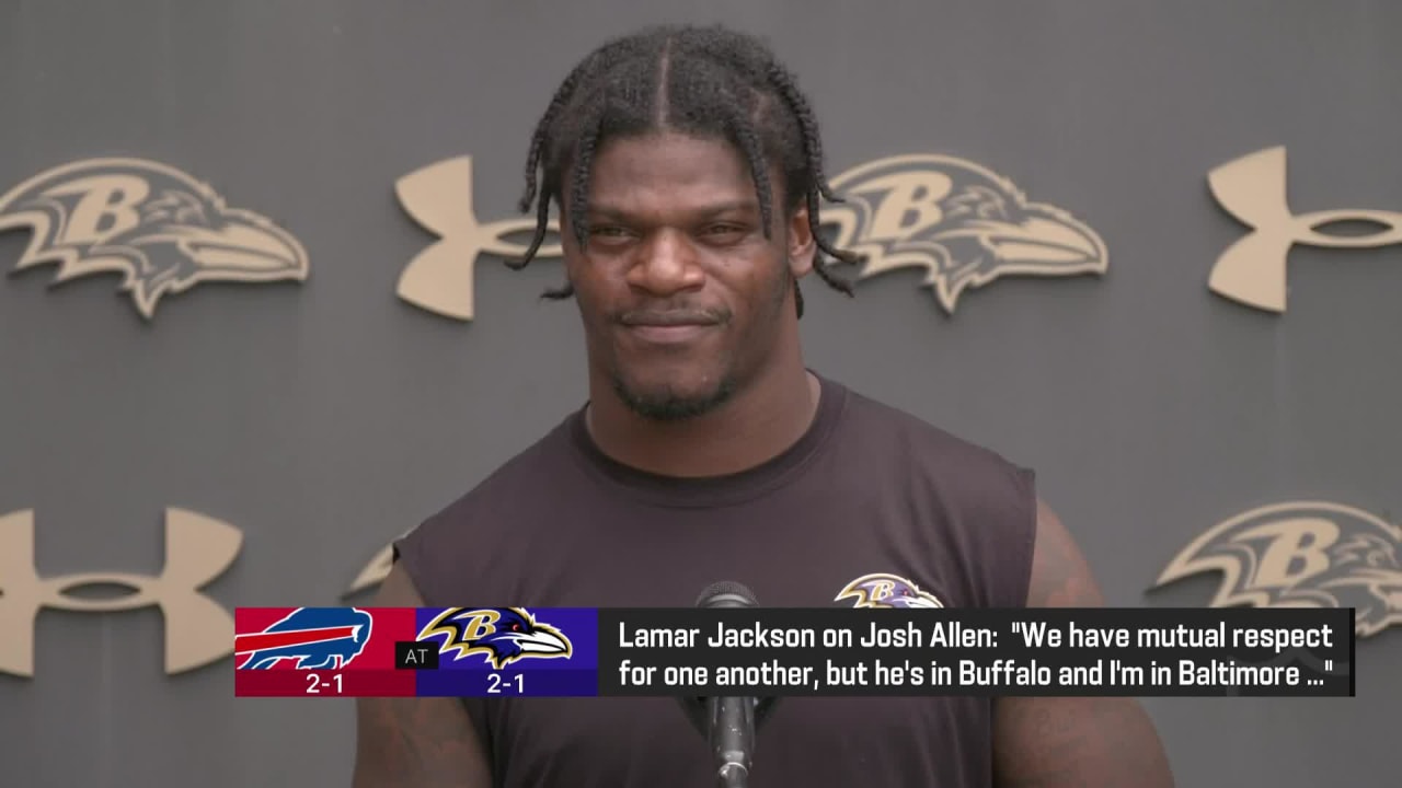 Baltimore Ravens quarterback Lamar Jackson reacts to Buffalo Bills ...
