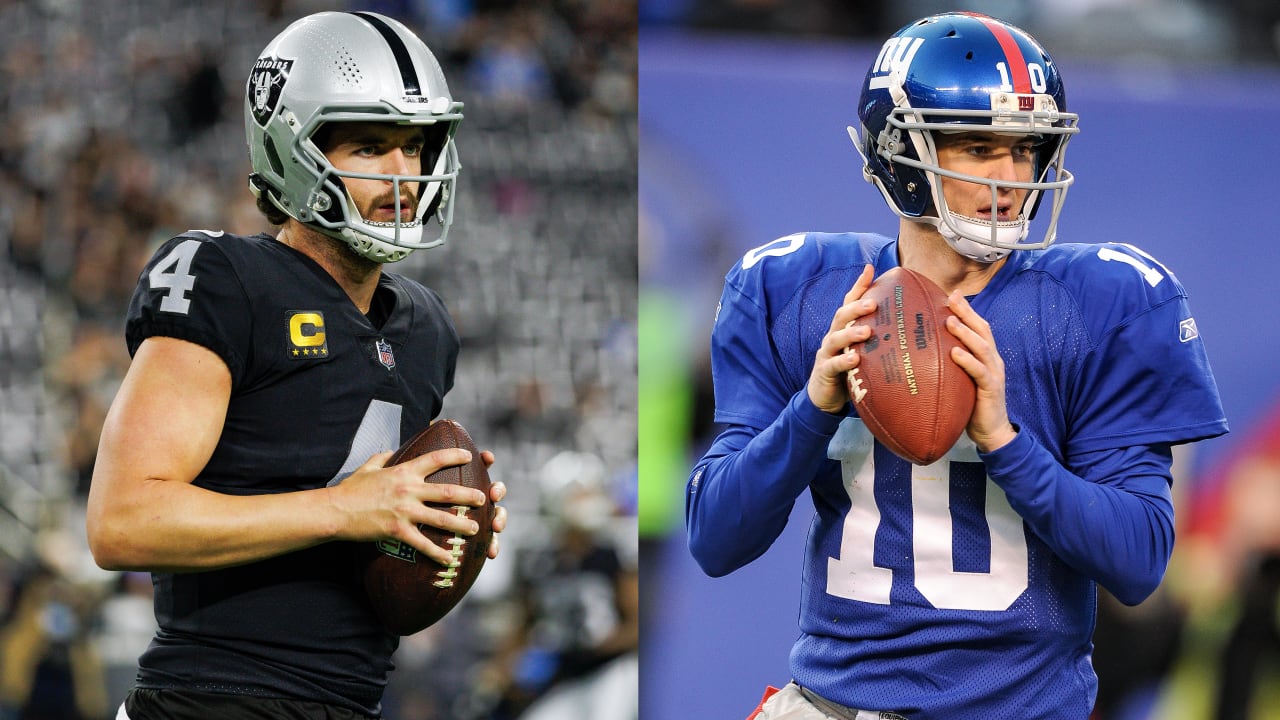Las Vegas Raiders quarterback Derek Carr in 2021 = former New York ...