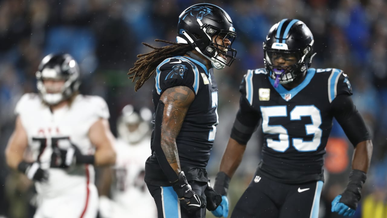 Carolina Panthers linebacker Shaq Thompson sniffs out Atlanta Falcons ...