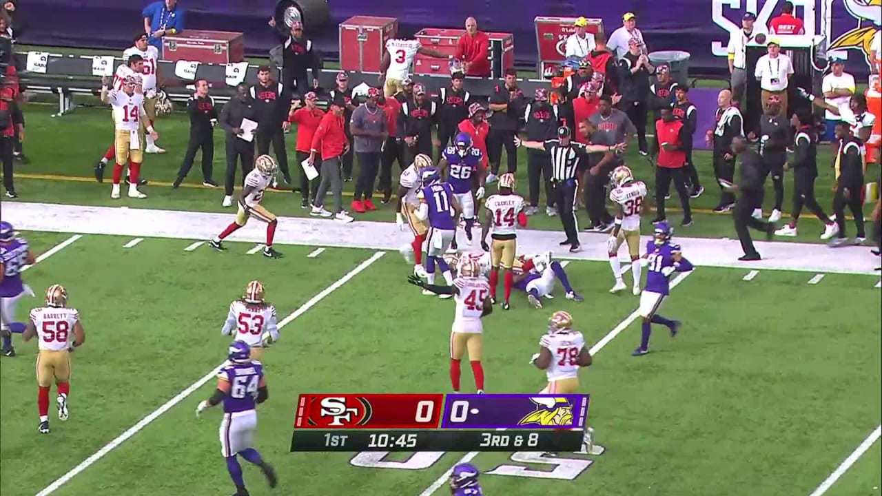 San Francisco 49ers safety George Odum snags INT off Minnesota Vikings ...