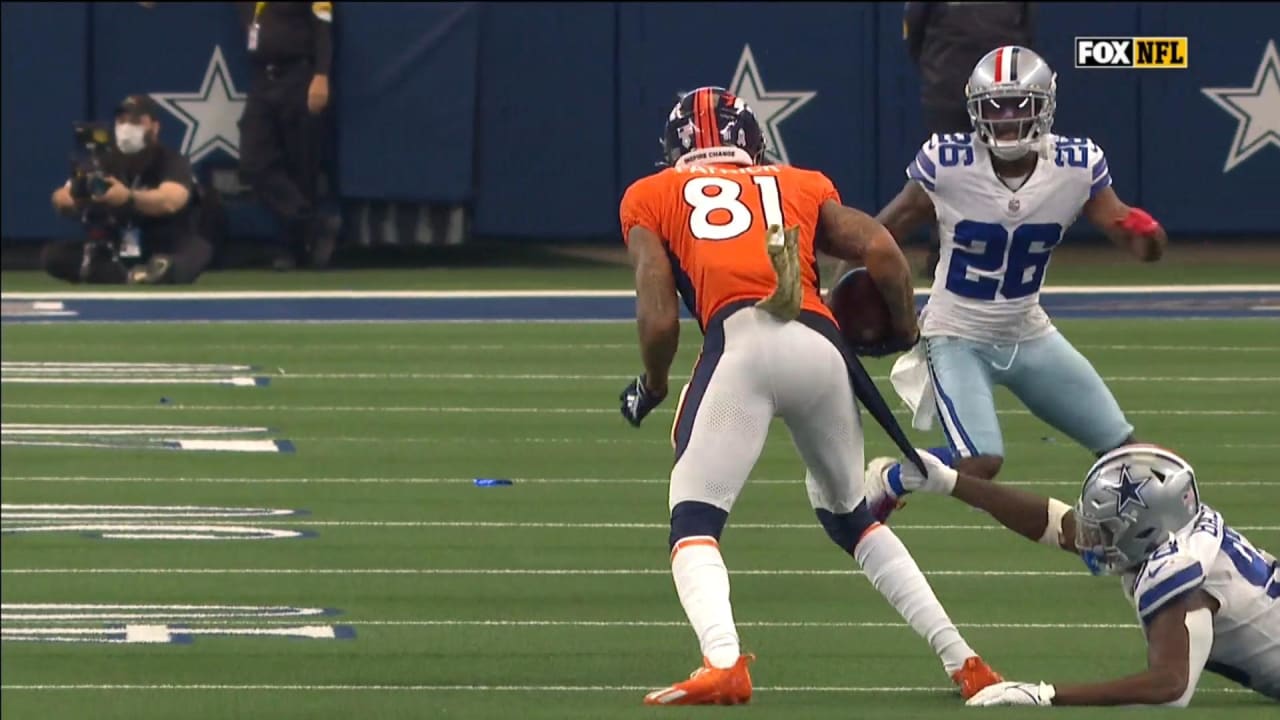 Denver Broncos wide receiver Tim Patrick fights for first down on 11 ...