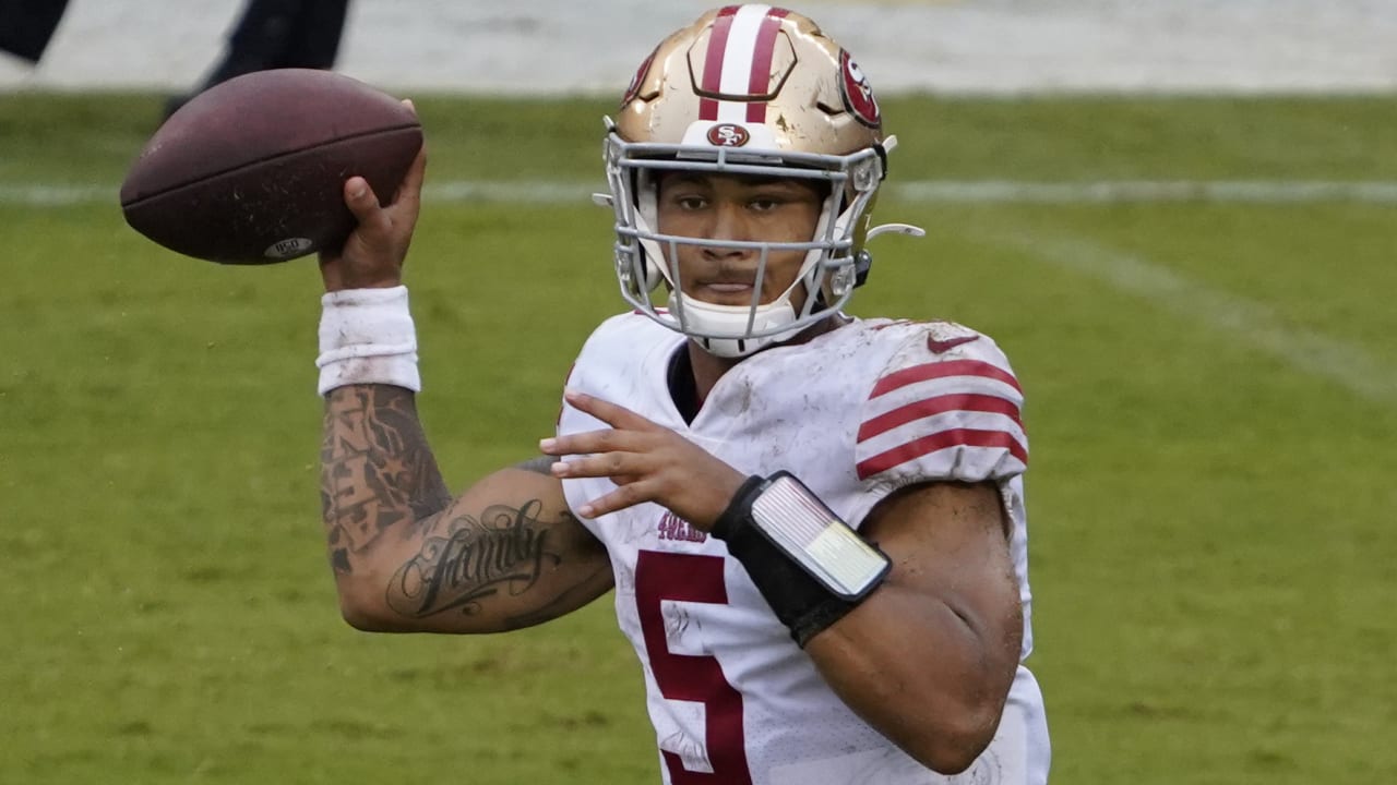 San Francisco 49ers quarterback Trey Lance launches 44-yard pass to ...