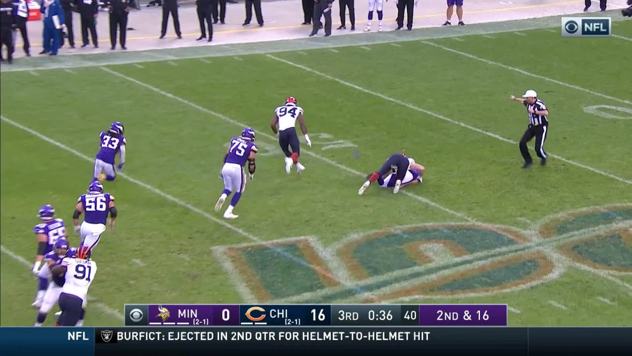 Nick Kwiatkowski claws ball from Kirk Cousin for massive strip-sack