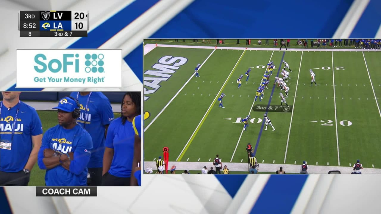 Las Vegas Raiders wide receiver Cam Sims high-points a fade ball for a ...