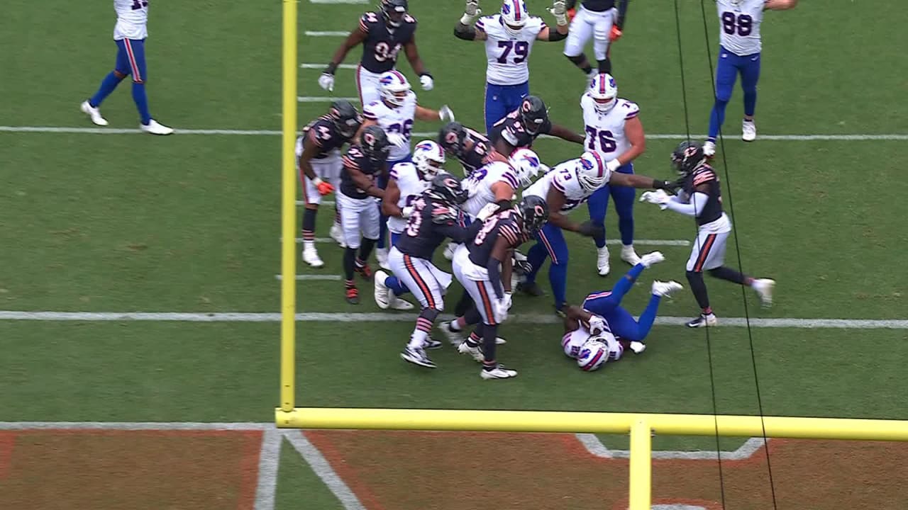 Buffalo Bills running back Damien Harris stays on his feet for goal-line TD