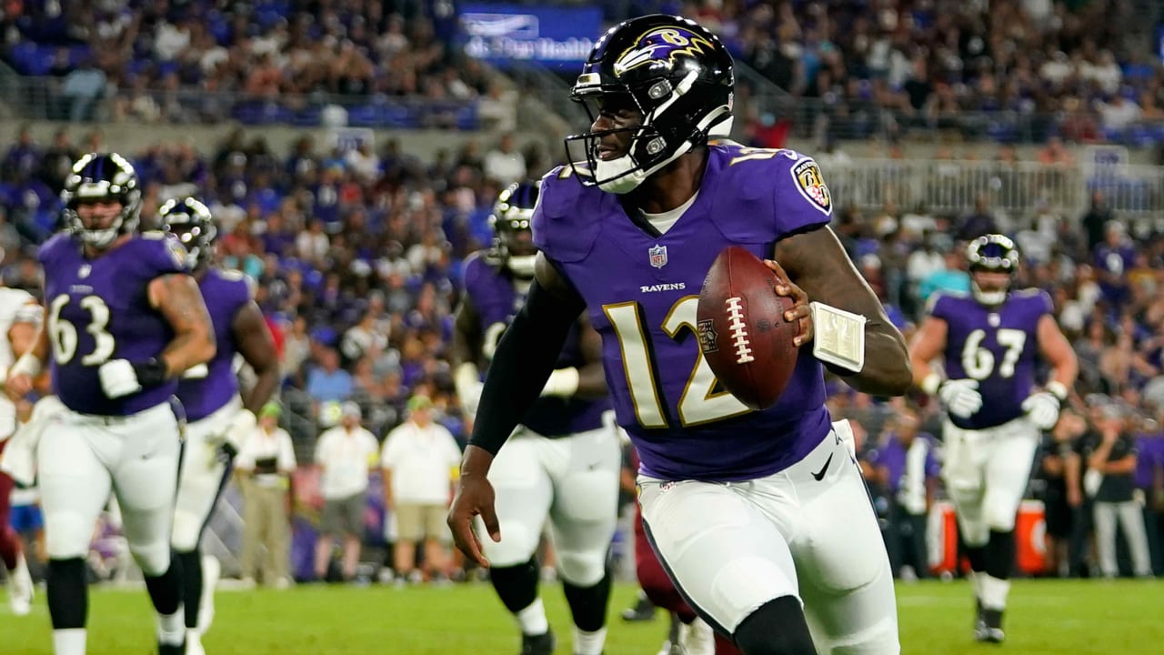 Baltimore Ravens quarterback Anthony Brown scrambles into end zone for ...
