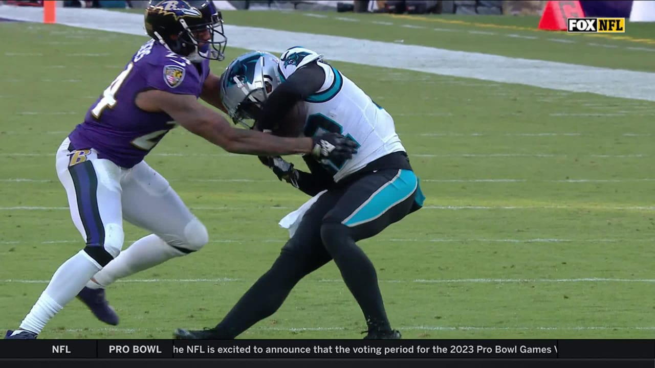 Baltimore Ravens cornerback Marcus Peters wrestles away football for ...