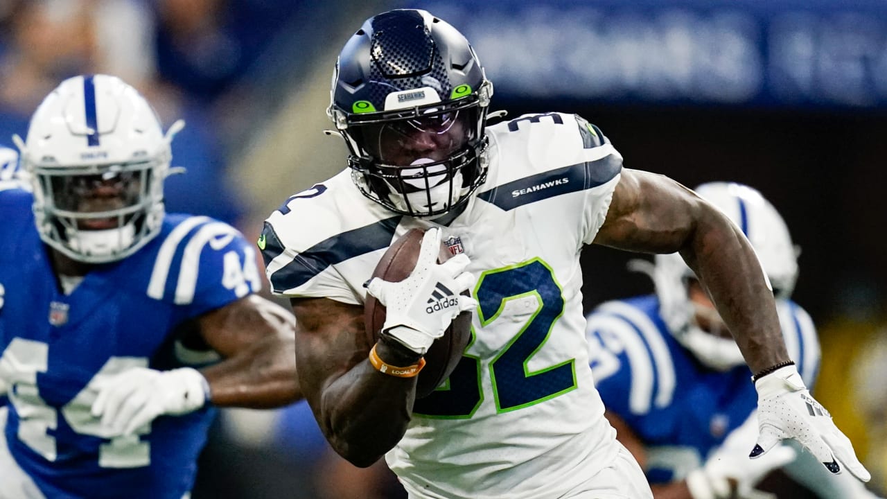 Seattle Seahawks running back Chris Carson's strong stiff-arm ...