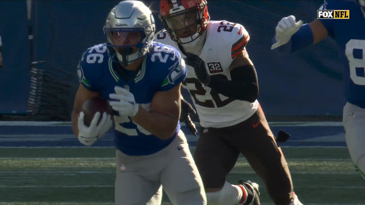 Seattle Seahawks running back Zach Charbonnet explodes through the ...