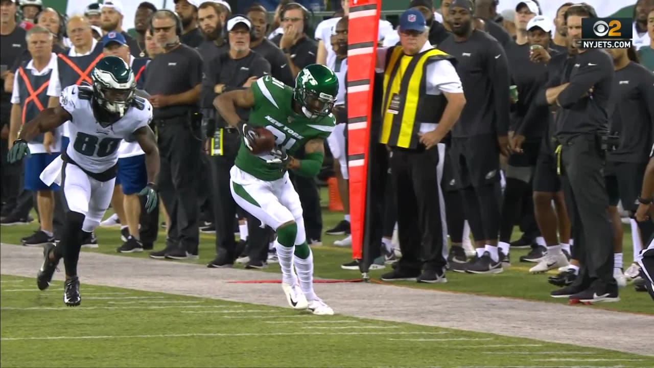 Cooper tightropes sideline after jumping Thorson's throw for INT