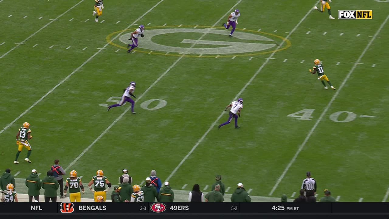 Green Bay Packers wide receiver Jayden Reed finds wide-open space for ...