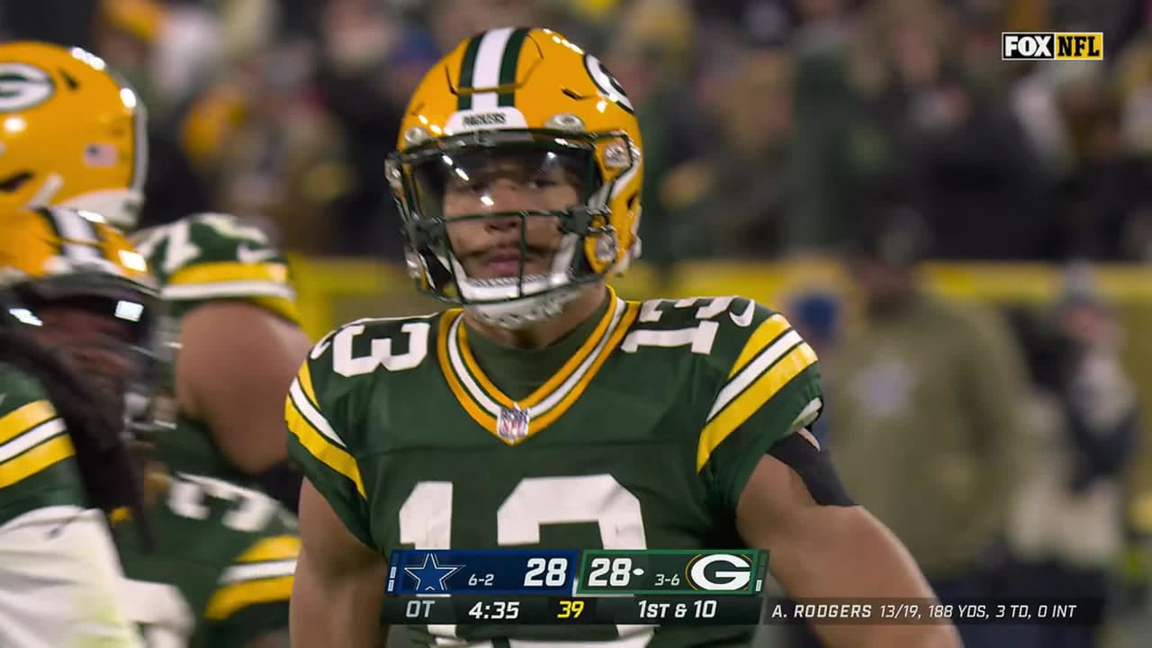 Green Bay Packers Aaron Rodgers' dart to wide receiver Allen Lazard in ...