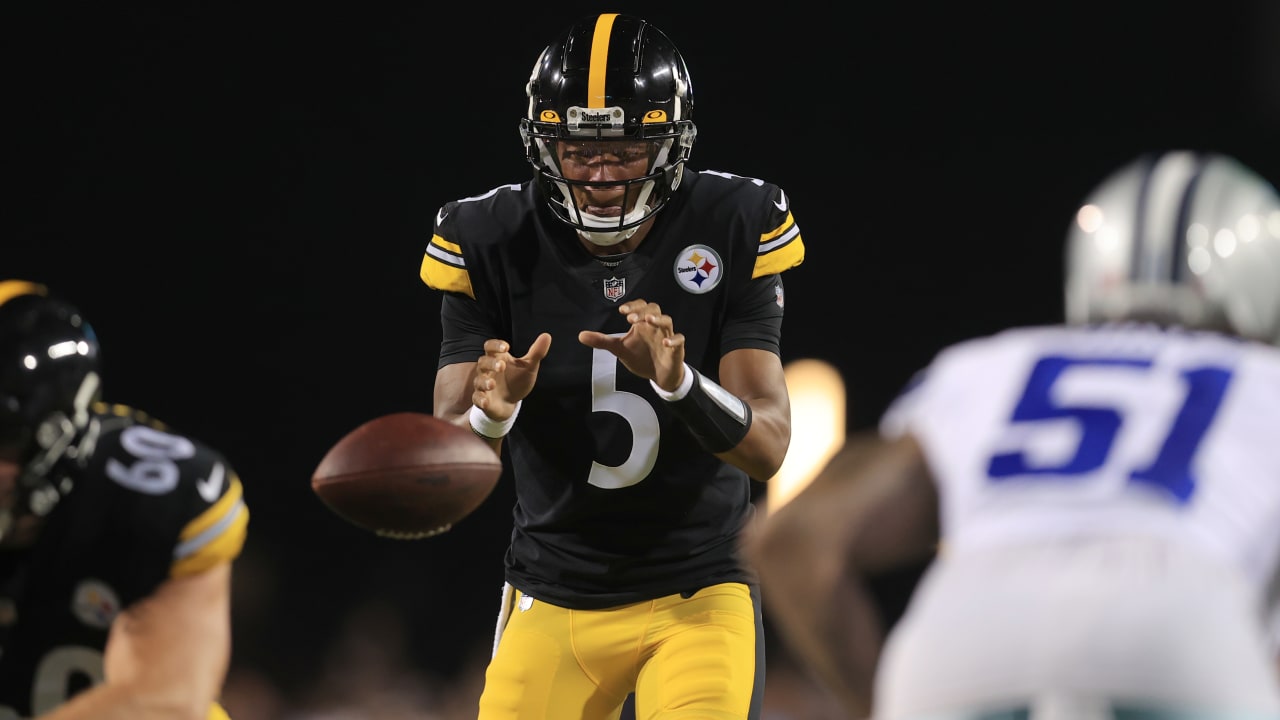 Pittsburgh Steelers quarterback Joshua Dobbs displays anticipation on a ...