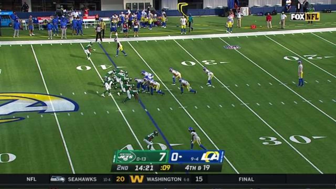 New York Jets safety J.T. Hassell takes flight for Jets' punt block to ...