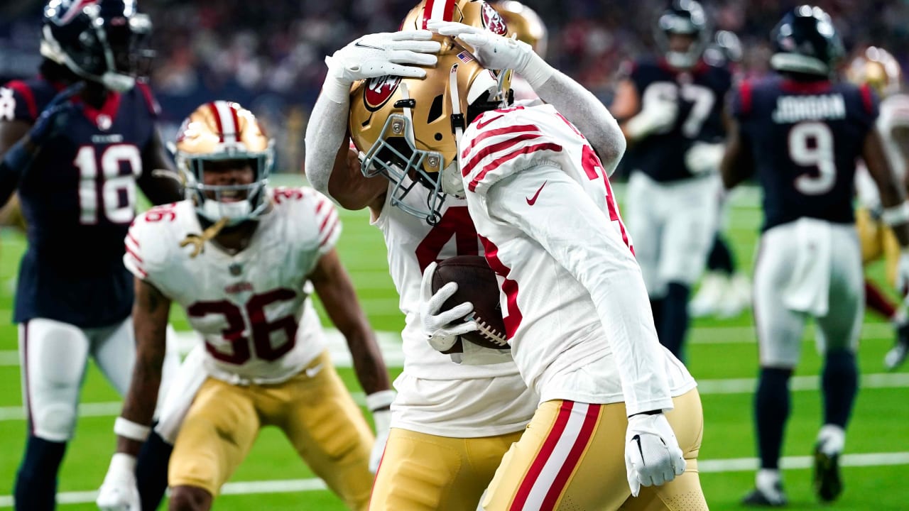 San Francisco 49ers strong safety Tarvarius Moore secures a juggling ...