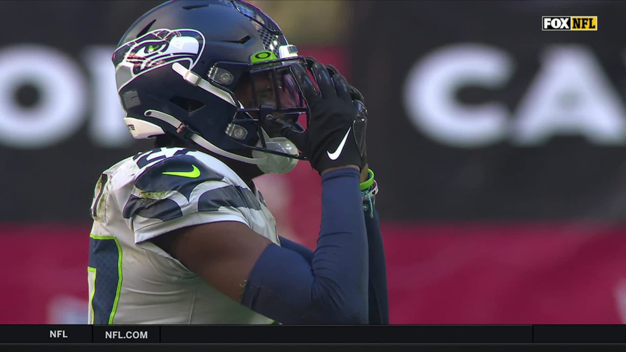 Seattle Seahawks cornerback Tariq Woolen bats away Arizona Cardinals ...