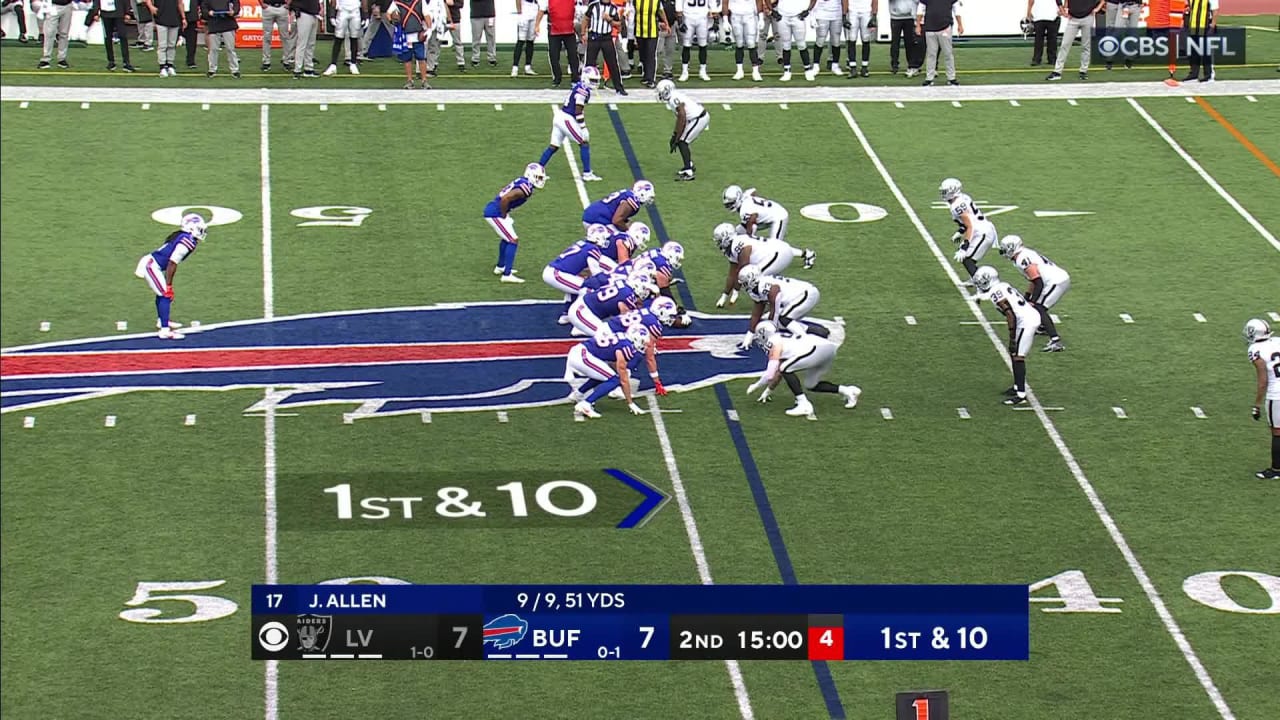 Las Vegas Raiders linebacker Robert Spillane greets Buffalo Bills ...