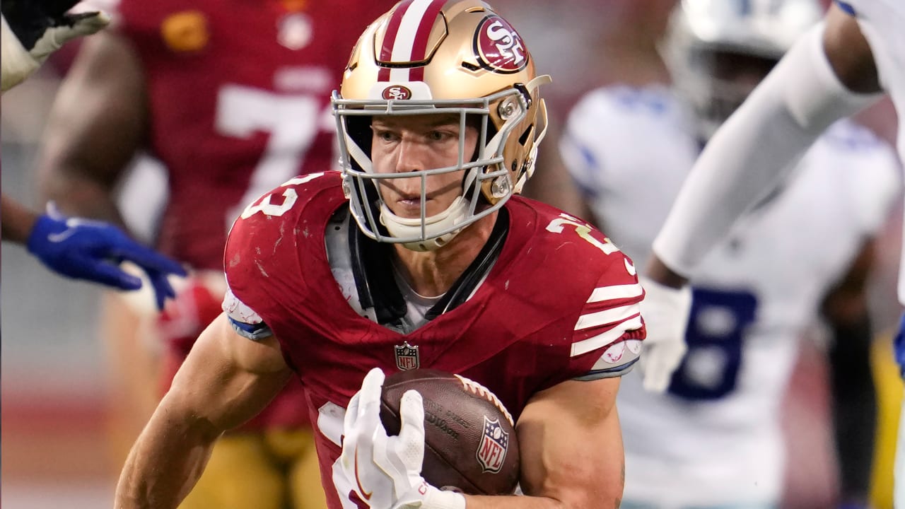 San Francisco 49ers running back Christian McCaffrey punches it in for ...