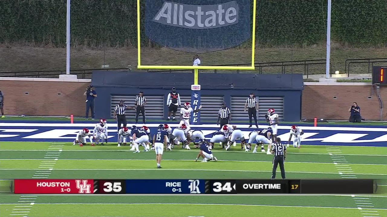Rice Owls running back Daelen Alexander darts in for 3-yard rush TD