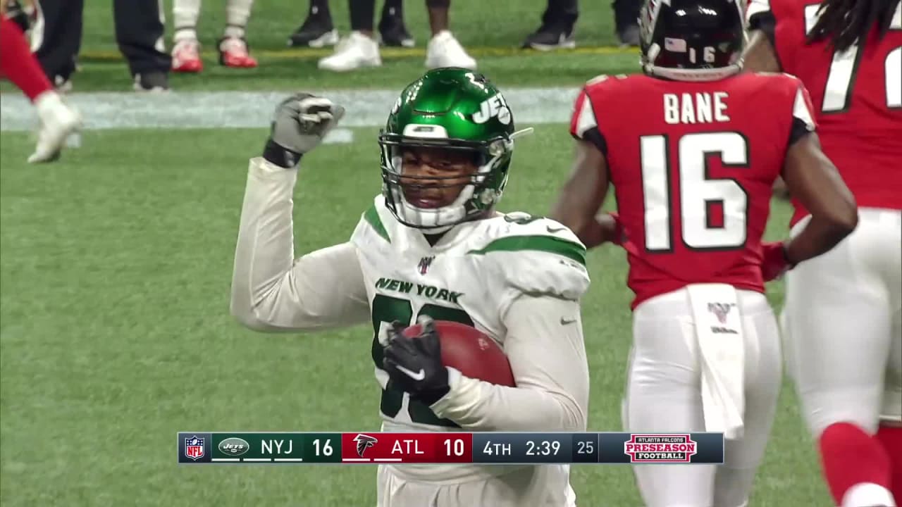 Kyle Phillips recovers fumble after Jets force pressure on Falcons' QB