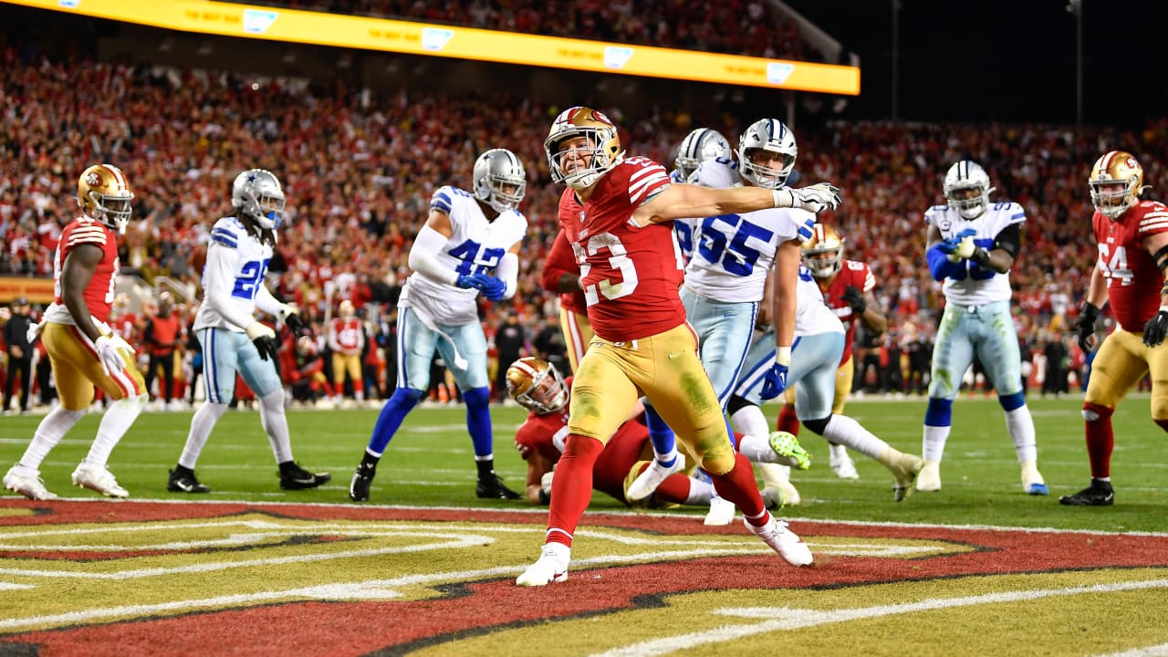 San Francisco 49ers running back Christian McCaffrey scores a go-ahead ...