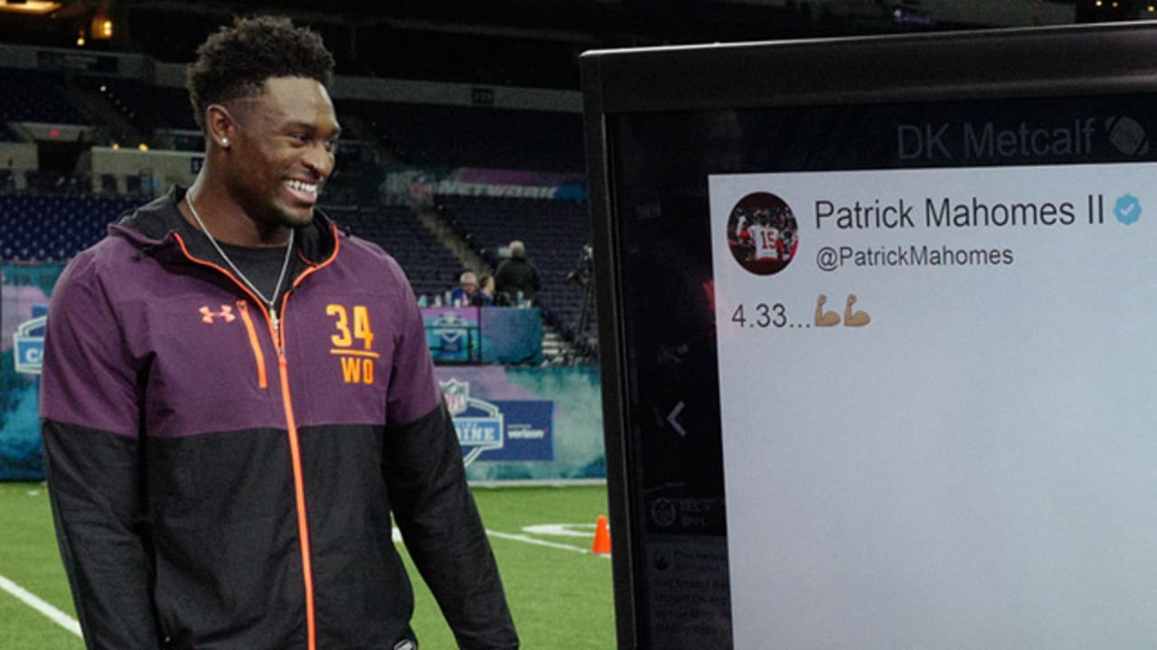 Metcalf reacts to Patrick Mahomes' tweet about his combine performance