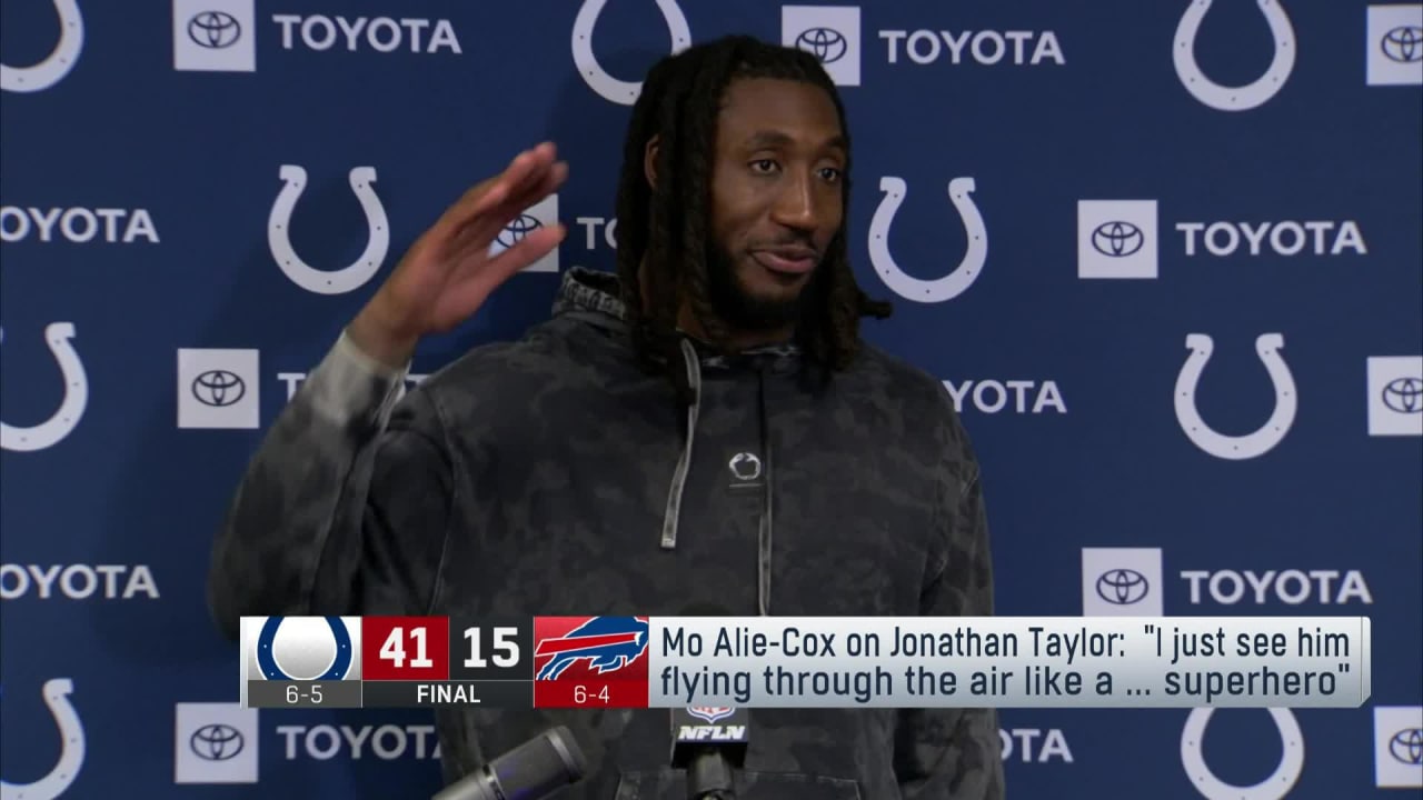 Indianapolis Colts tight end Mo Alie-Cox reacts to Jonathan Taylor's 5 ...