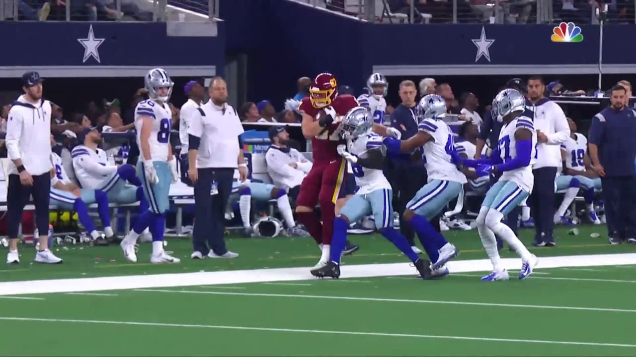Washington Football Team tight end John Bates trucks multiple tacklers ...