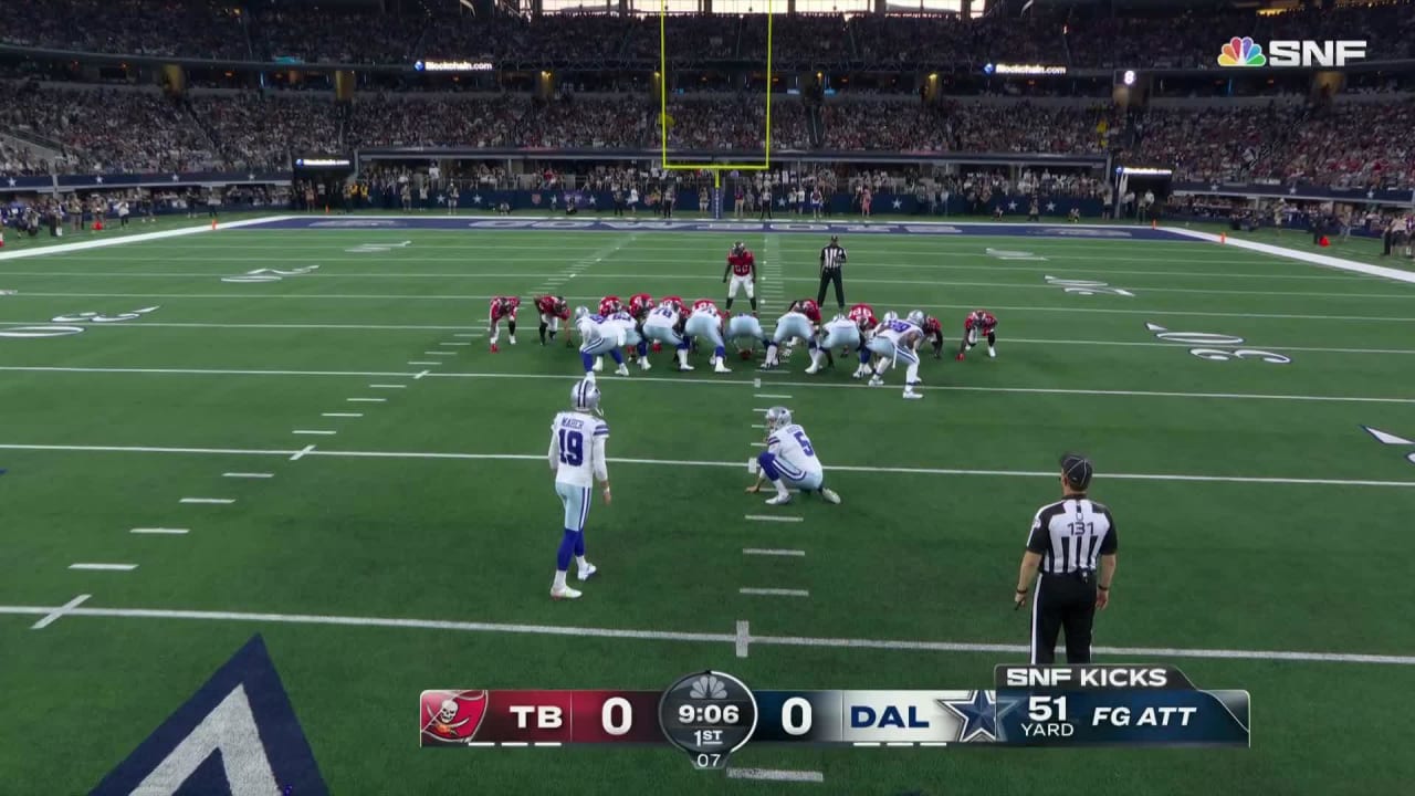 Dallas Cowboys kicker Brett Maher's 51-yard field goal splits the uprights