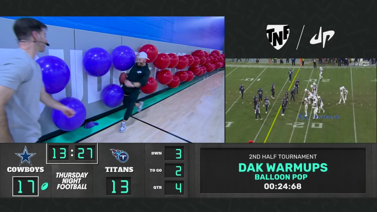 Who can pop most balloons doing Dallas Cowboys quarterback Dak Prescott ...