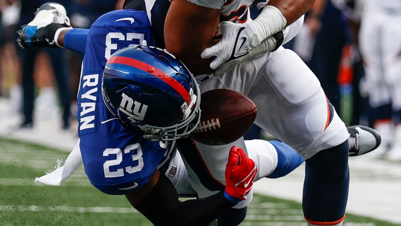 New York Giants cornerback Logan Ryan rips ball from tight end Albert ...