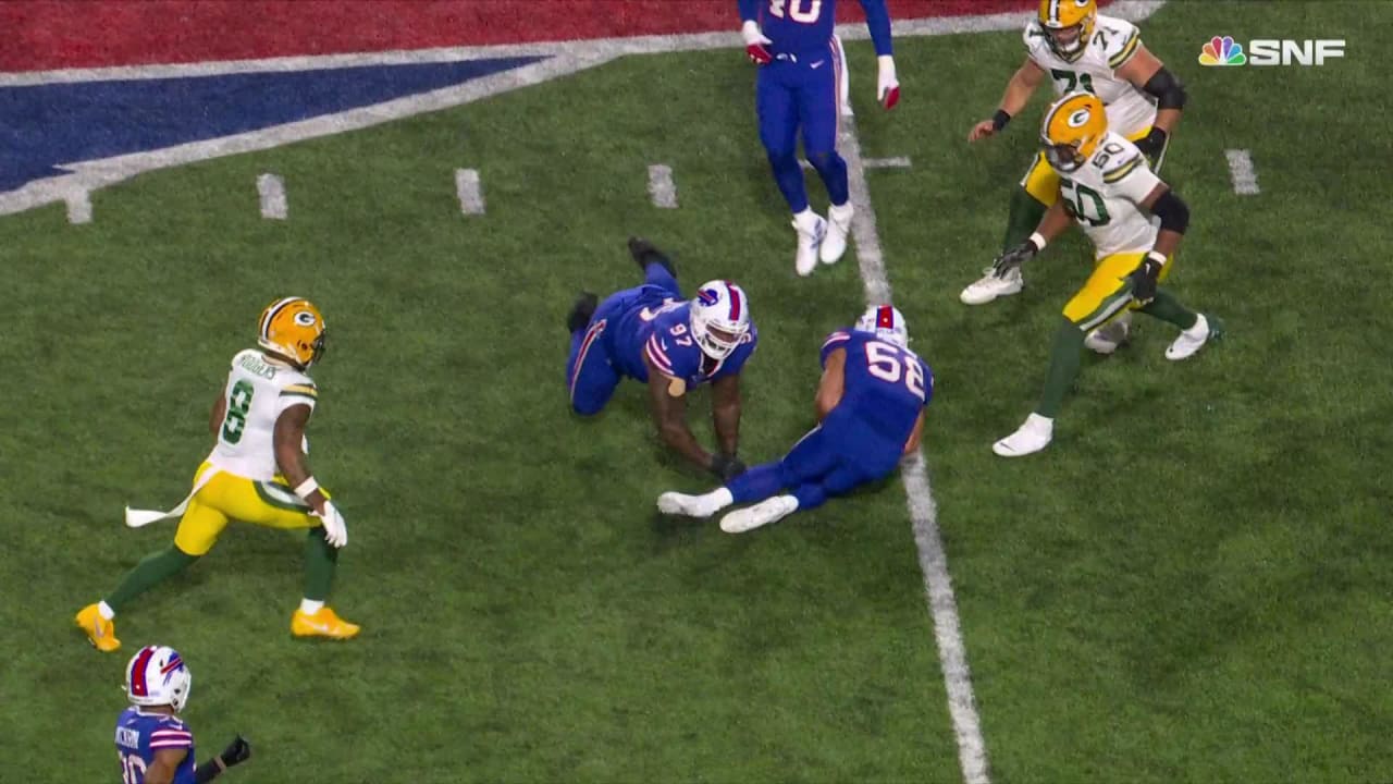 Buffalo Bills linebacker Matt Milano dives to secure a deflected ...