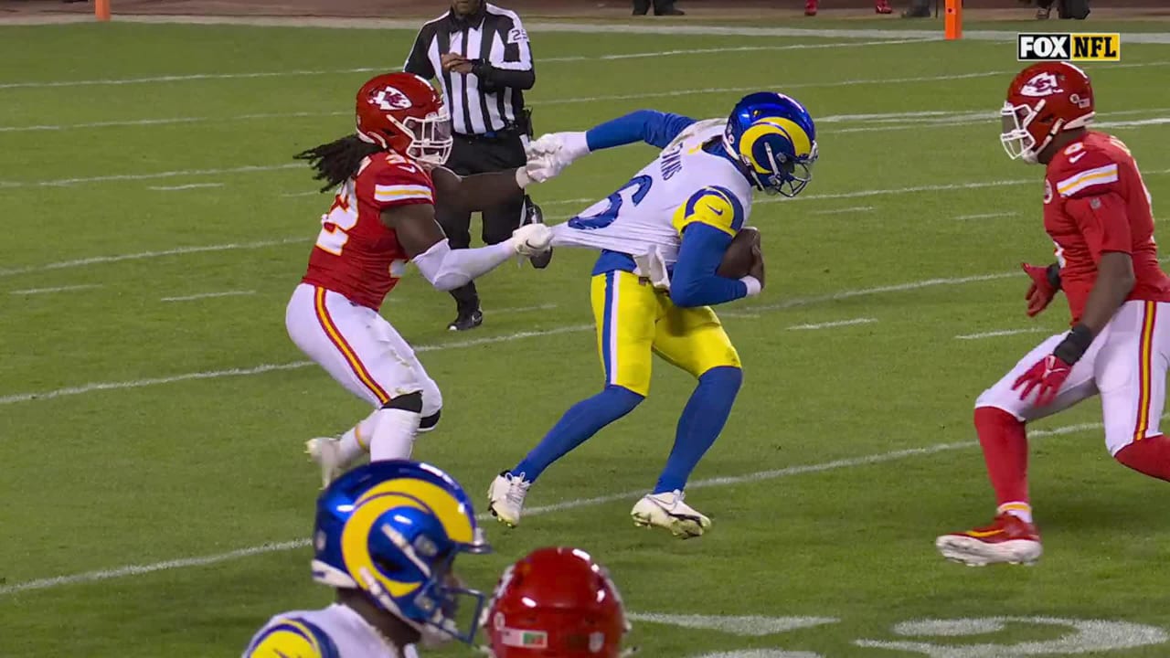 Los Angeles Rams quarterback Bryce Perkins breaks about five tackles ...